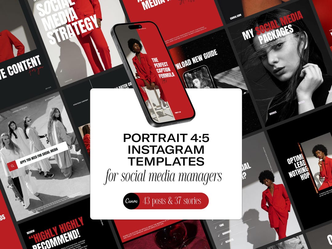 Bold Canva Portrait Instagram Templates: Portrait Posts & Stories ...
