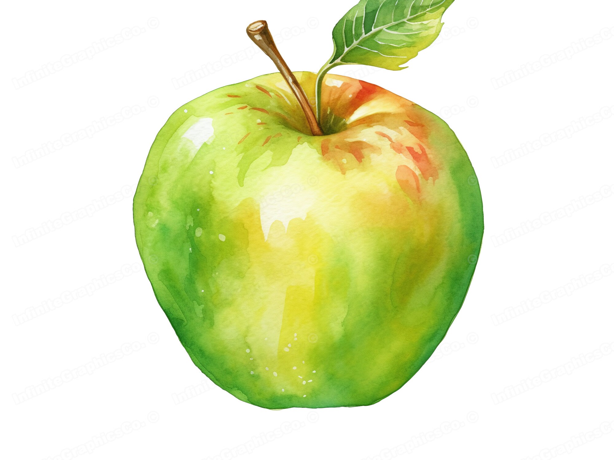 Watercolor Apples Clipart, Apple Illustrations, 10 High-quality Pngs ...