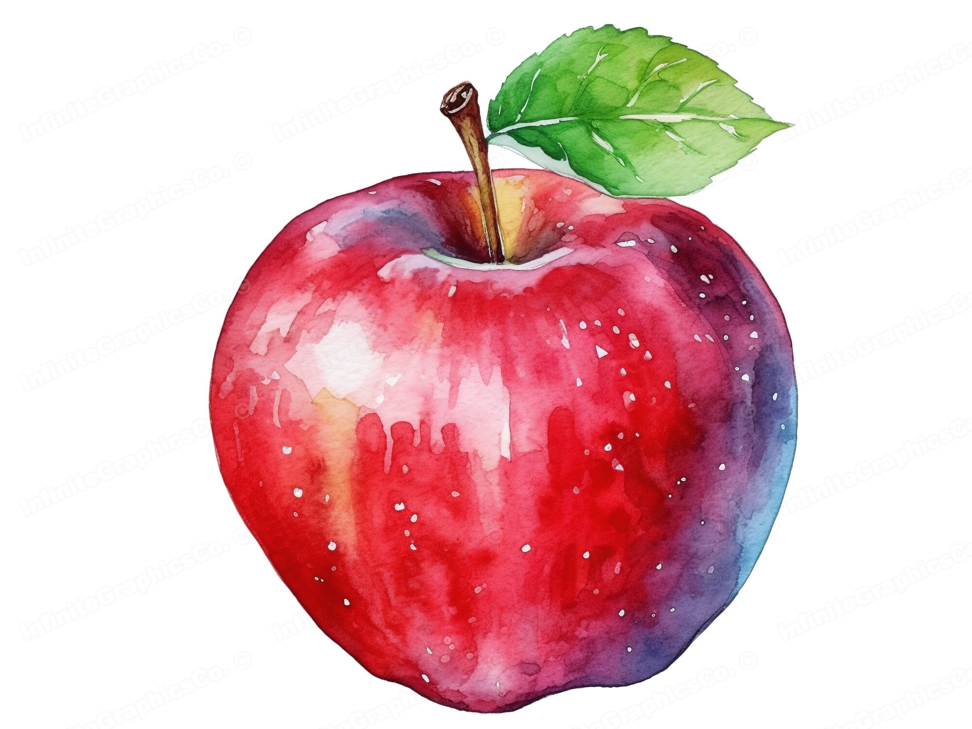 Watercolor Apples Clipart, Apple Illustrations, 10 High-quality Pngs ...