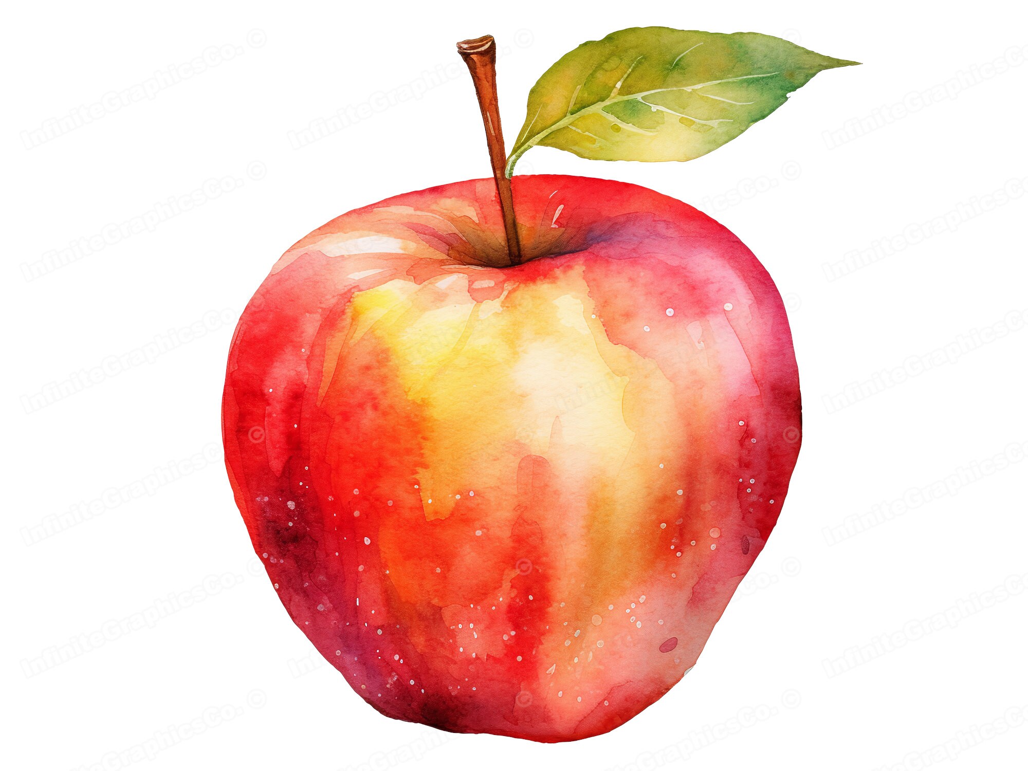 Watercolor Apples Clipart, Apple Illustrations, 10 High-quality Pngs ...