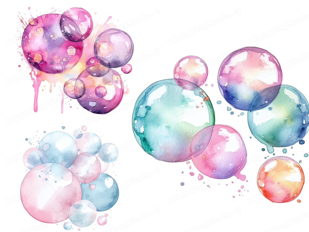 Watercolor Bubble Clipart, Bubbly Clipart, Bubble Pngs, Instant ...