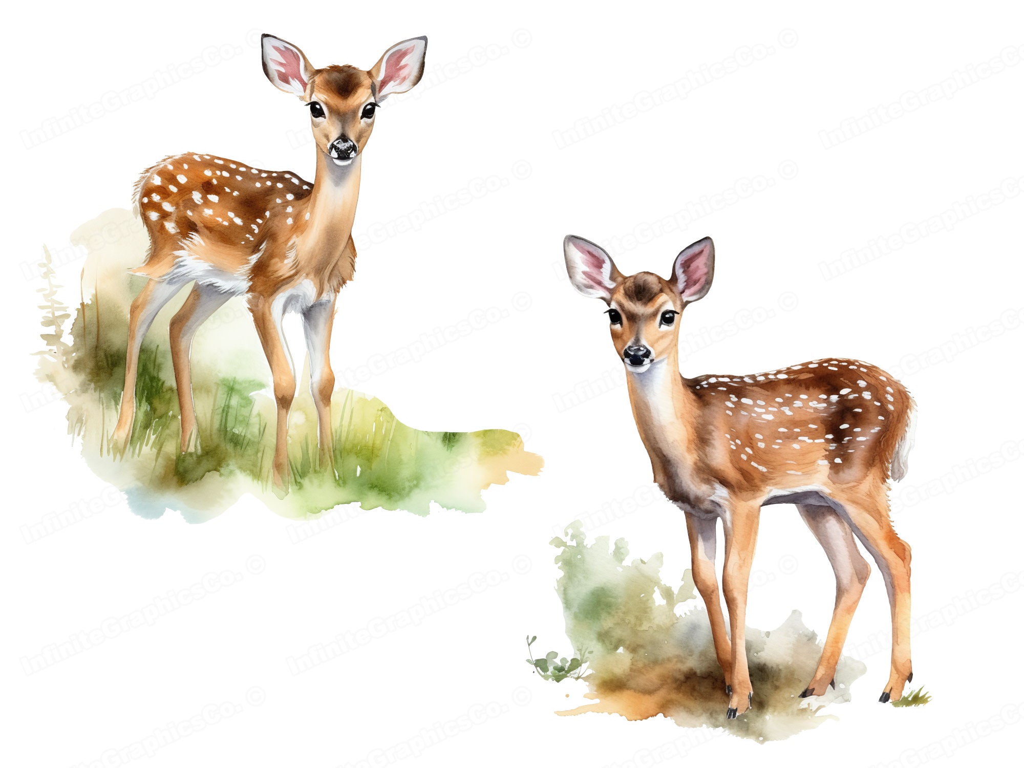 Watercolor Baby Deer Clipart, Nature Clipart, Cute Clipart, Deer ...