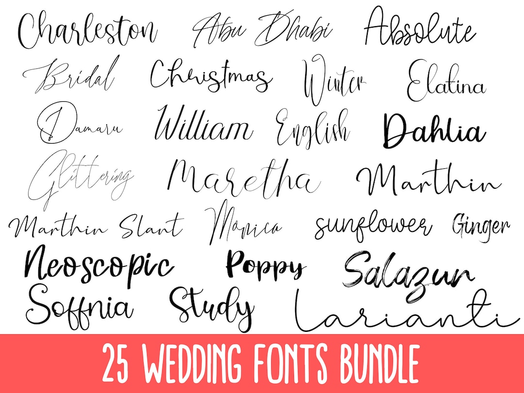 Wedding Font Bundle, Script Font Bundle, Cursive Fonts Bundle, Cricut ...