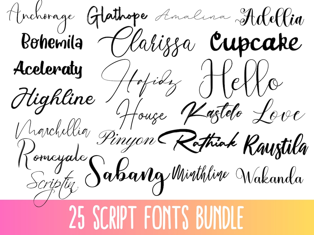 Script Font Bundle, Cricut Font Bundle, Downloadable Fonts, Artful Font ...