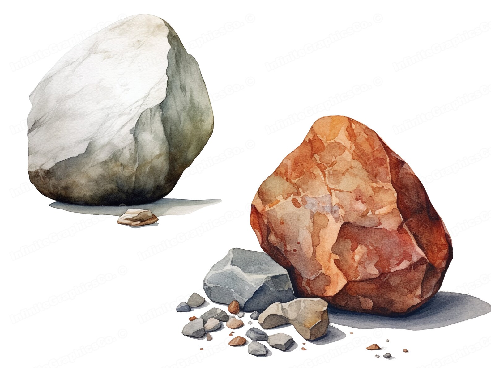 Watercolor Rocks Clipart, Rock Clip Art, Stone Clipart, Stones ...