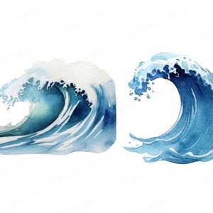 Watercolor Ocean Waves Clipart, Nautical Clipart, PNG Format Waves ...