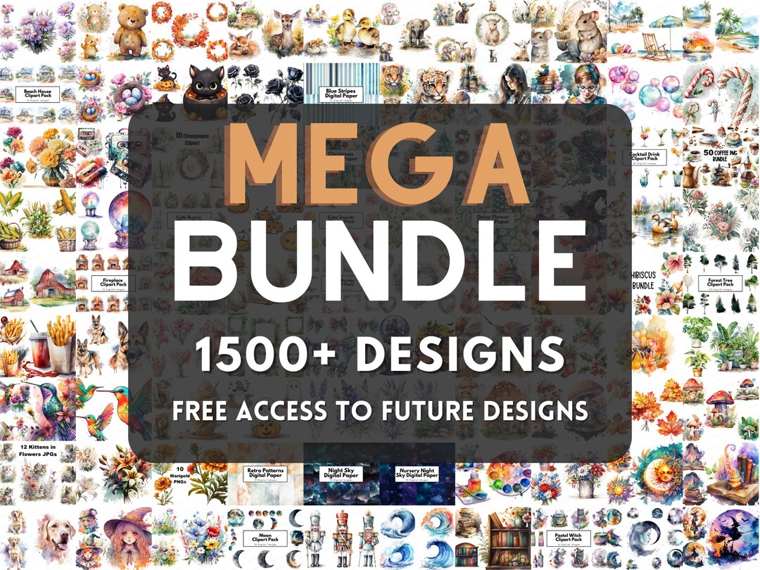 1,500 Clipart Mega Bundle Unlimited Shop Access Mega Collection of High ...