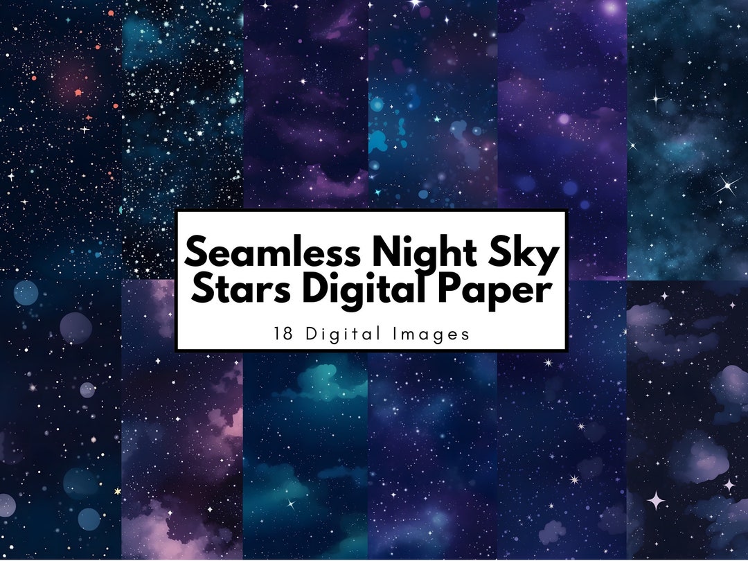 18 Seamless Night Sky Digital Paper Background Bundle, Celestial ...