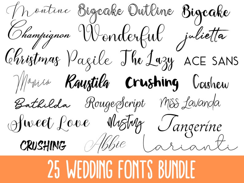 Wedding Font Bundle, Script Font Bundle, Cursive Fonts Bundle, Cricut Font Bundle, Wedding Fonts ...