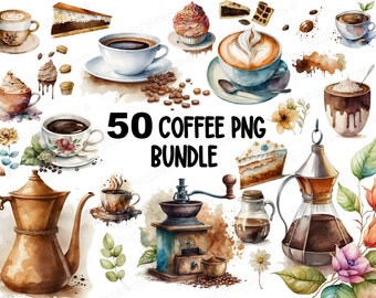 Watercolor Coffee Clip Art, Coffee Cup Clipart Bundle, Coffee Mug PNG ...
