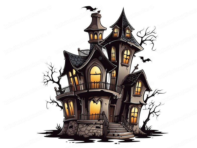 Halloween Haunted House Clipart, Spooky House Clipart, Witch's House ...