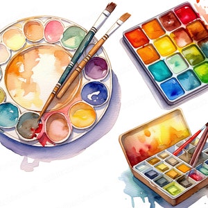 Watercolor Paint Clipart, Paint Set Clipart, Painter Clipart, Artist ...