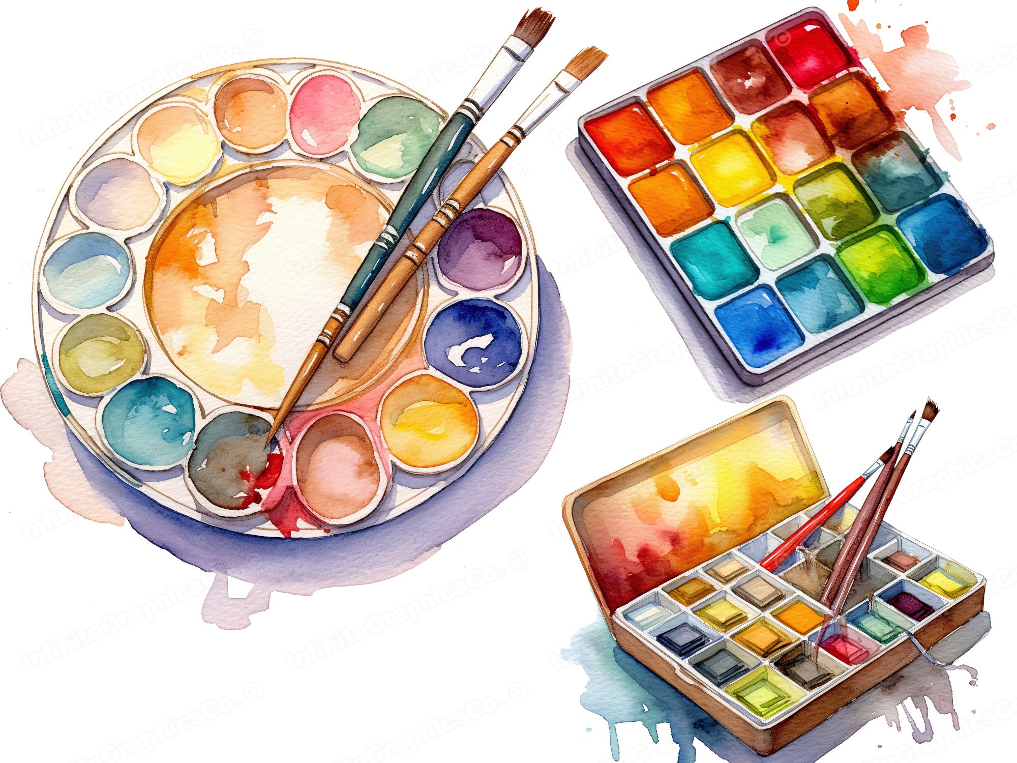 Aquarell Paint Clipart, Paint Set Clipart, Painter Clipart, Künstler ...