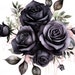 Watercolor Black Rose Clipart, Gothic Roses Clipart, Floral Clipart ...