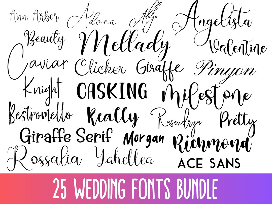 Wedding Font Bundle, Script Font Bundle, Cricut Font Bundle, Downloadable Fonts, Artful Font ...