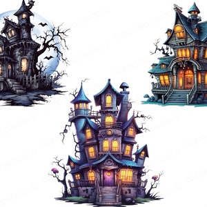 Halloween Haunted House Clipart, Spooky House Clipart, Witch's House ...