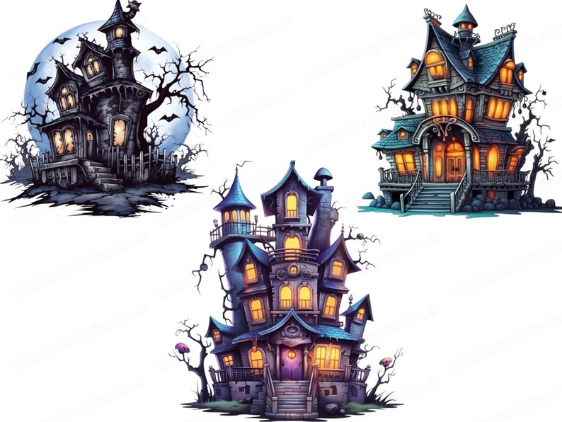 Halloween Haunted House Clipart, Spooky House Clipart, Witch's House ...