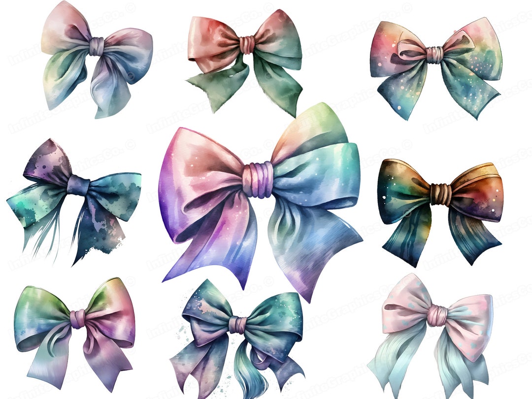 14 Hairbow Clipart Pngs, Bow Clipart, Watercolor Clipart, Commercial ...