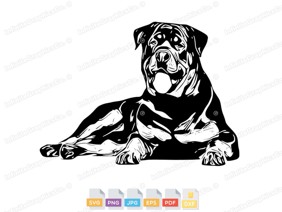 Rottweiler SVG PNG DXF, Rottweiler Clipart, Rottweiler Cut File ...