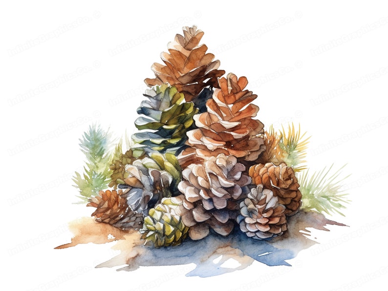 Watercolor Pinecone Clipart, Pine Cone Clip Art, Outdoors Clipart ...