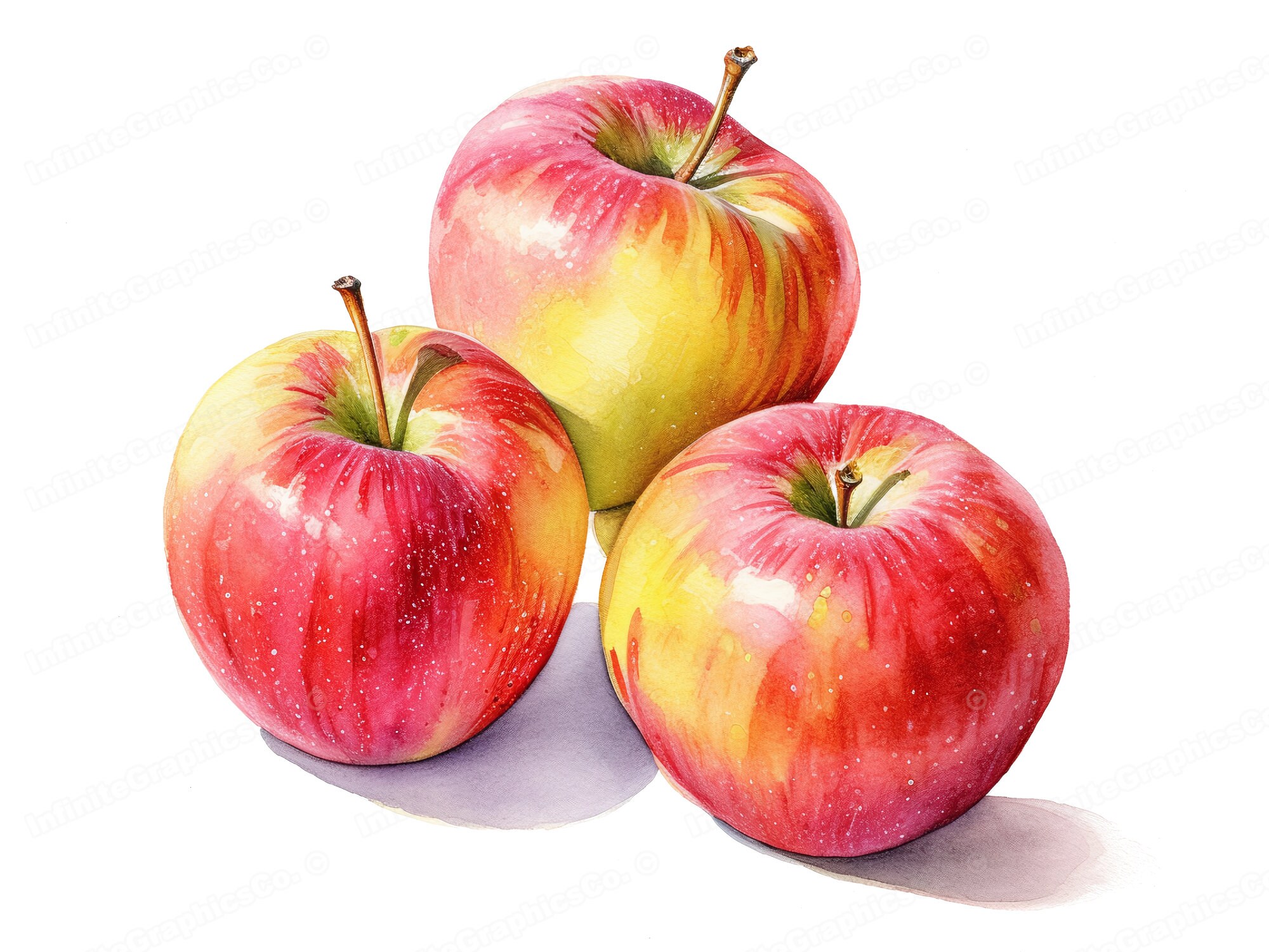 Watercolor Apples Clipart, Apple Illustrations, 10 High-quality Pngs ...