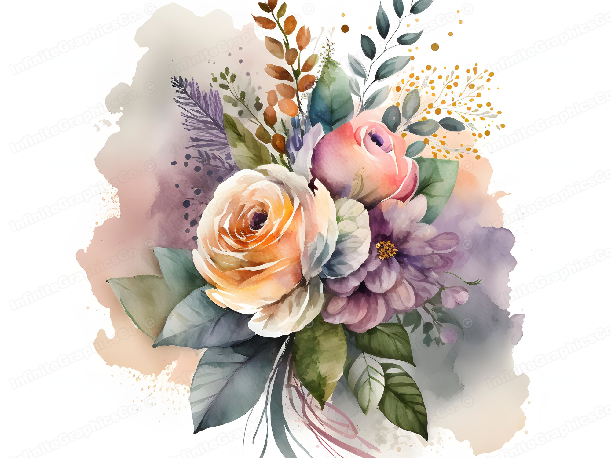 15 Bouquet of Flowers Clipart, High-quality Jpgs, Digital Download ...