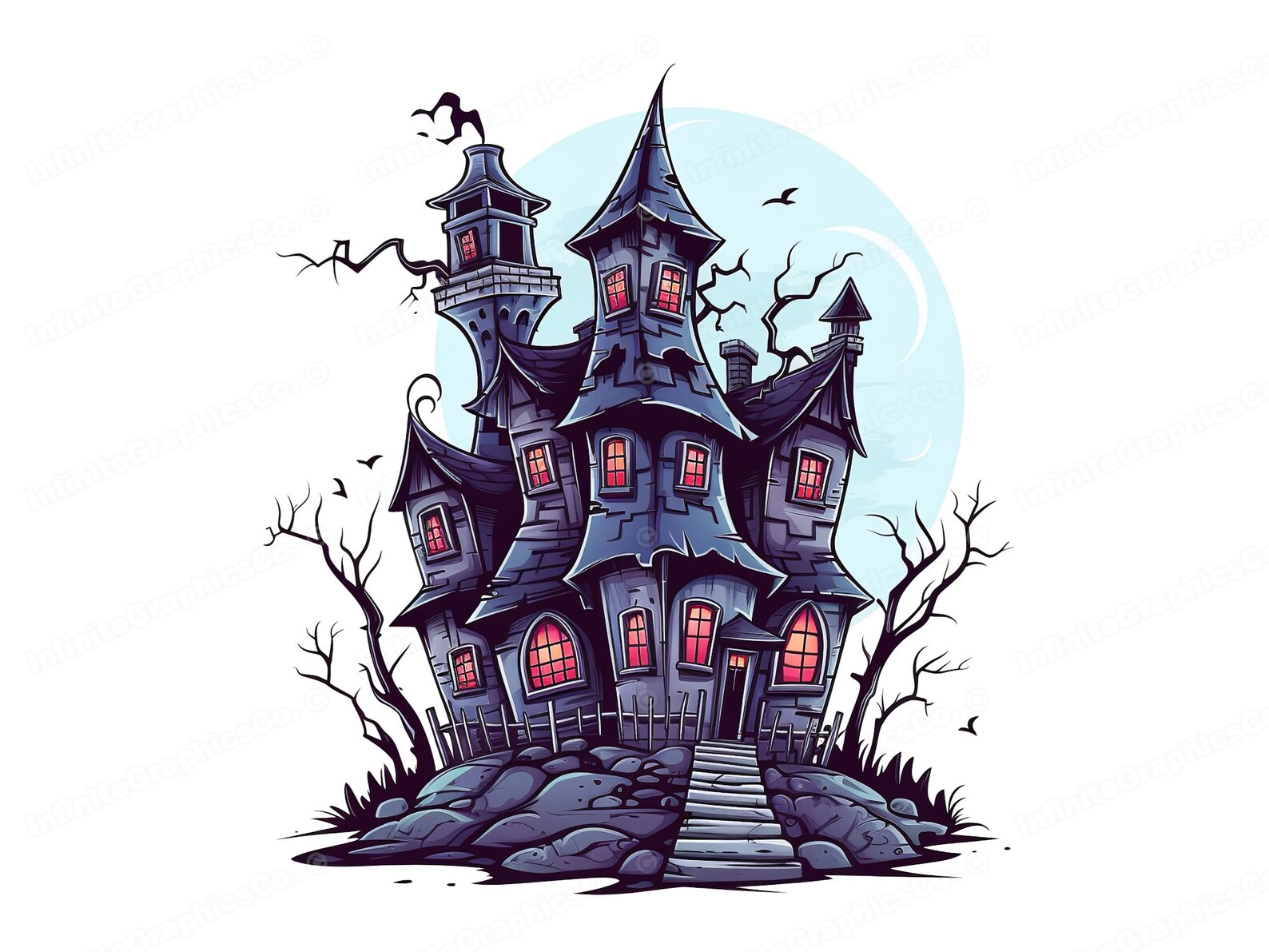 Halloween Haunted House Clipart, Spooky House Clipart, Witch's House ...