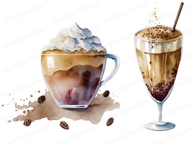 50 Watercolor Coffee Clip Art, Coffee Cup Clipart Bundle, Coffee Mug ...