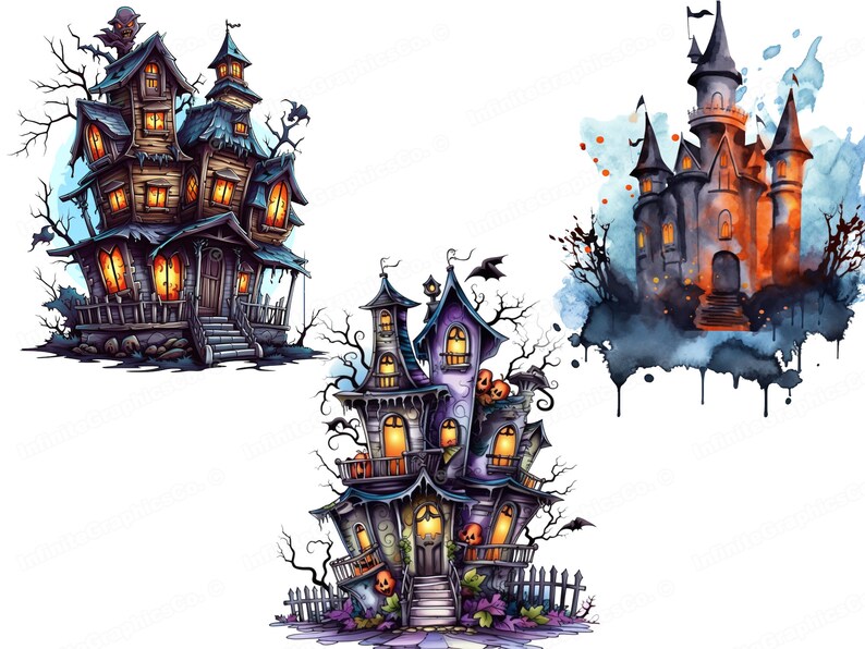 Halloween Haunted House Clipart, Spooky House Clipart, Witch's House ...