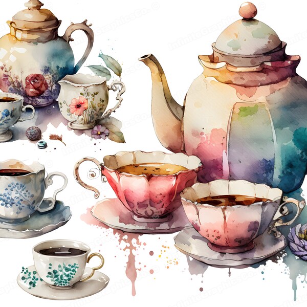 Tea Time Clipart - Etsy
