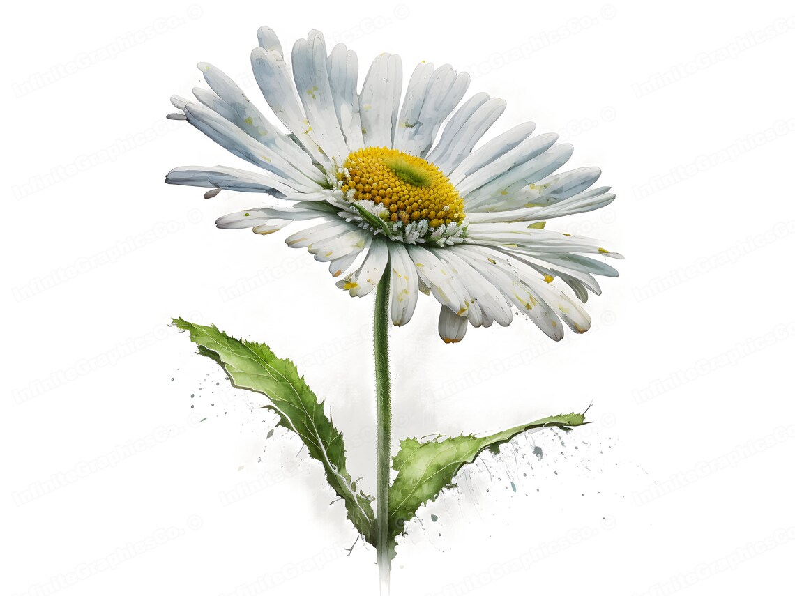 8 Watercolor Daisies Clipart, Daisy Clipart, Commercial Use, Daisy ...