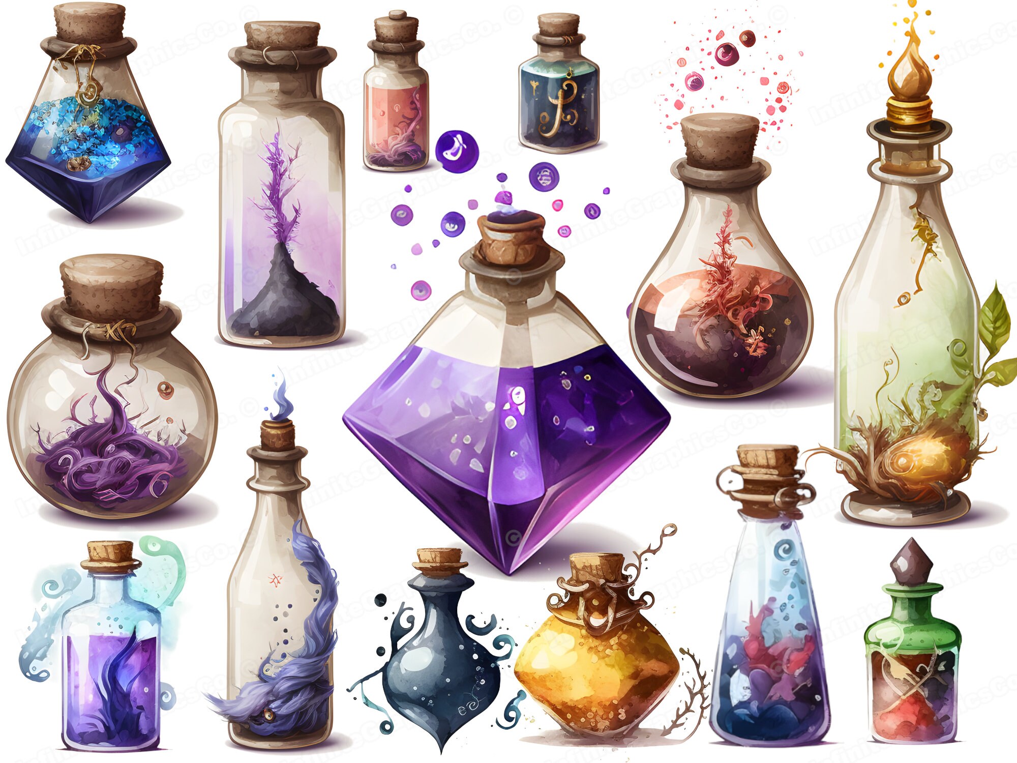 25 Potion Bottles Clipart, Potion Clipart, High-quality Pngs, Magic ...