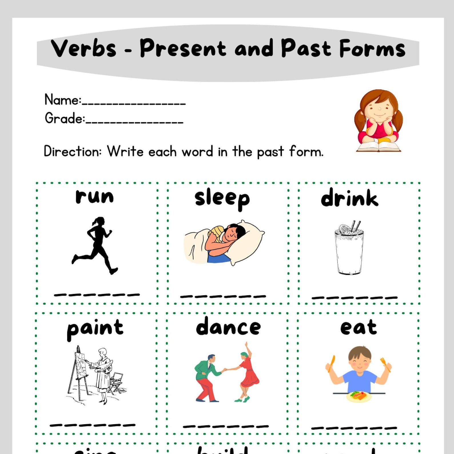 Buy 6 Printable Verbs Worksheets for Kids Activity Worksheets Online in ...