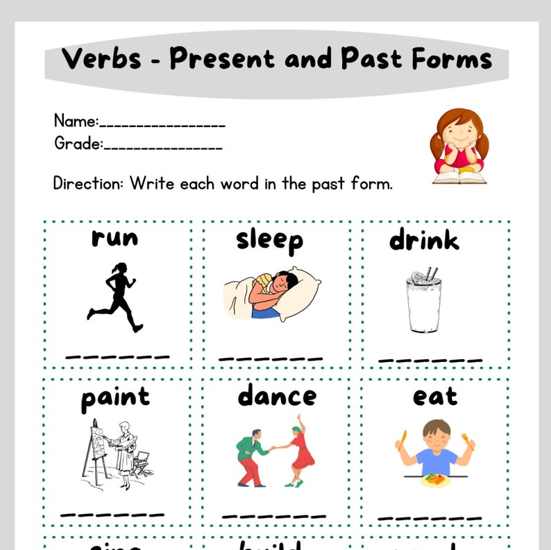 6 Printable Verbs Worksheets for Kids, Activity Worksheets, Verbs ...