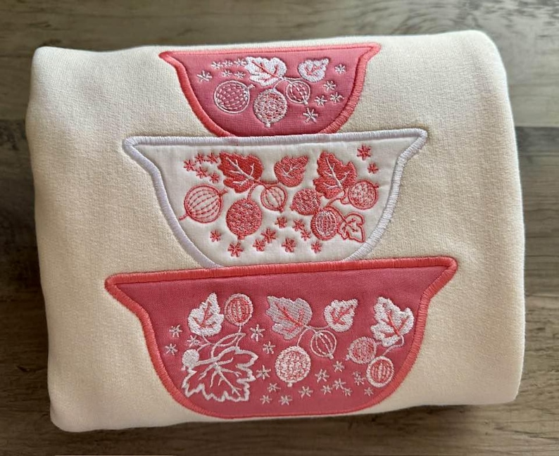 Embroidered Super Cute Vintage Glass Mixing Bowl Appliqué Sweatshirt - Etsy