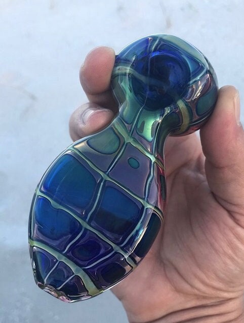 Iridescent Fumed Glass Pipe Pinched Glass Pipe Metallic Hand - Etsy