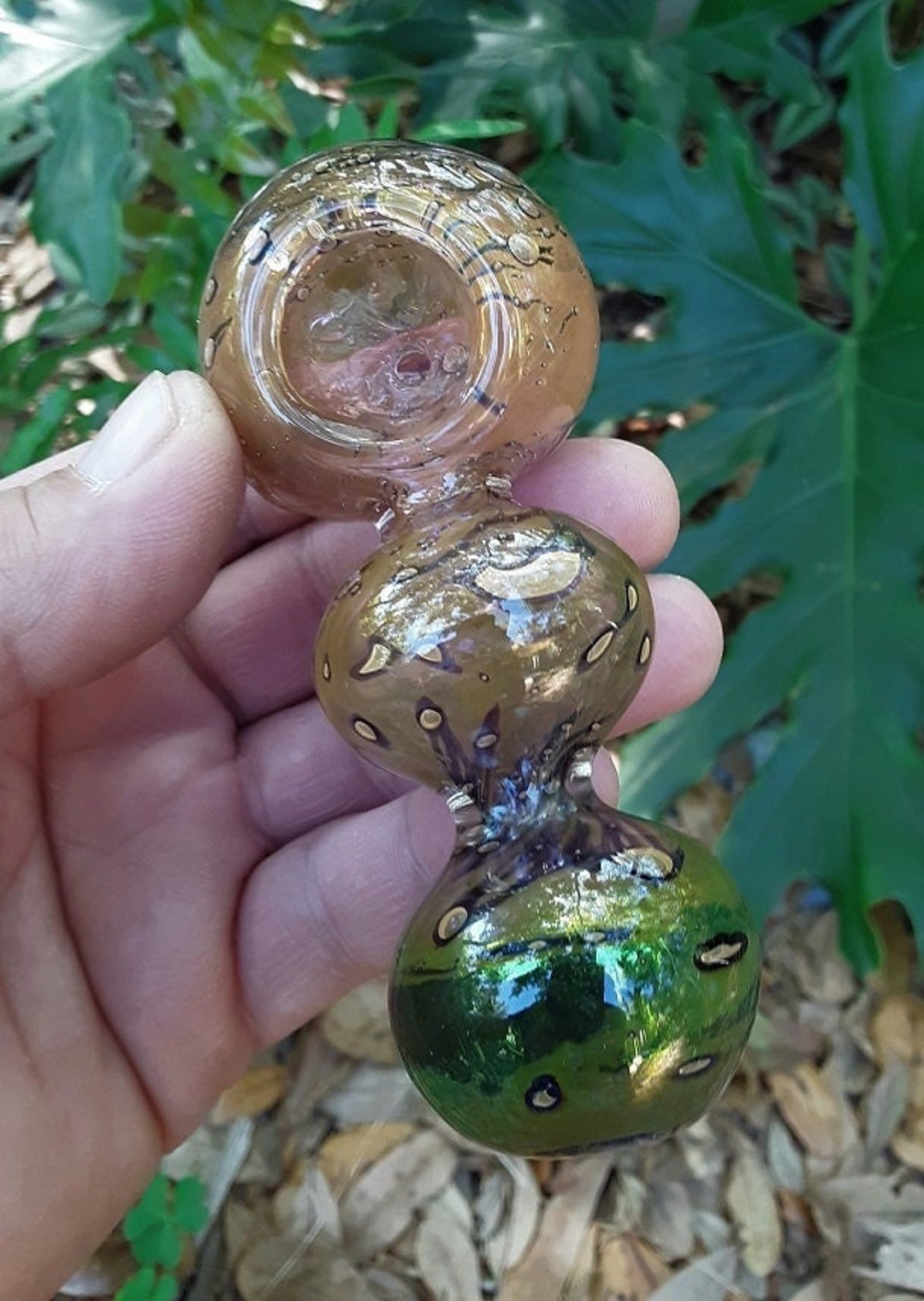 Iridescent Fumed Glass Pipe Metallic Glass Pipe Splattered - Etsy