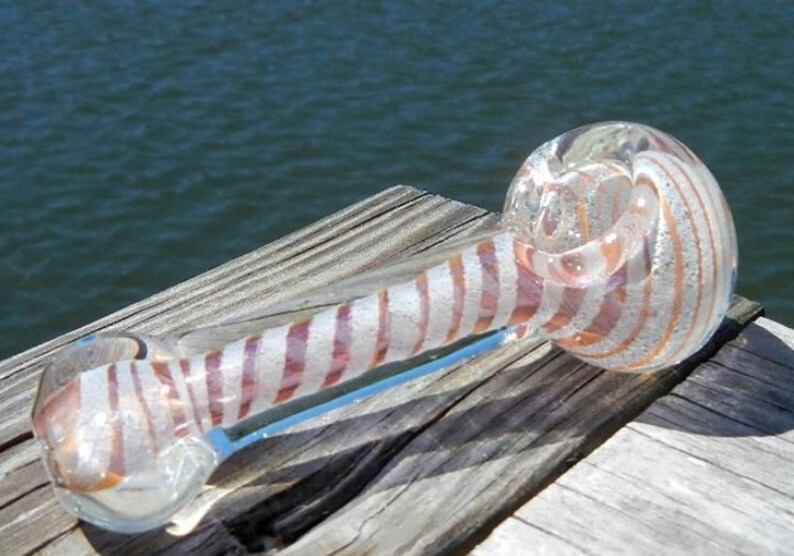 Glow in Dark Glass Pipe Pink Spiral Hand Pipe Fumed Color - Etsy