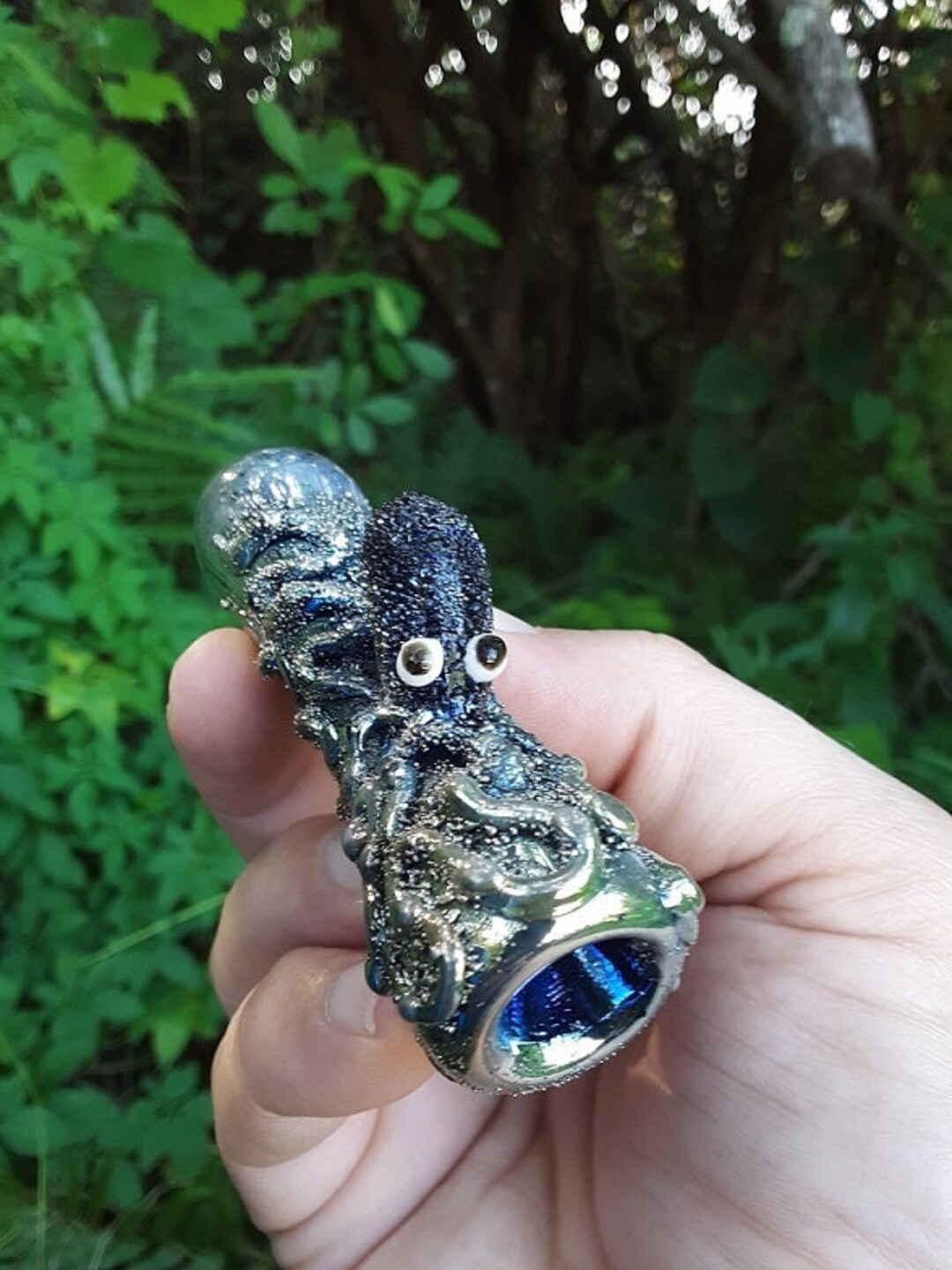 Glass Octopus Chillum Pipe, 4 Metallic Glass Chillum Pipe, Iridescent ...