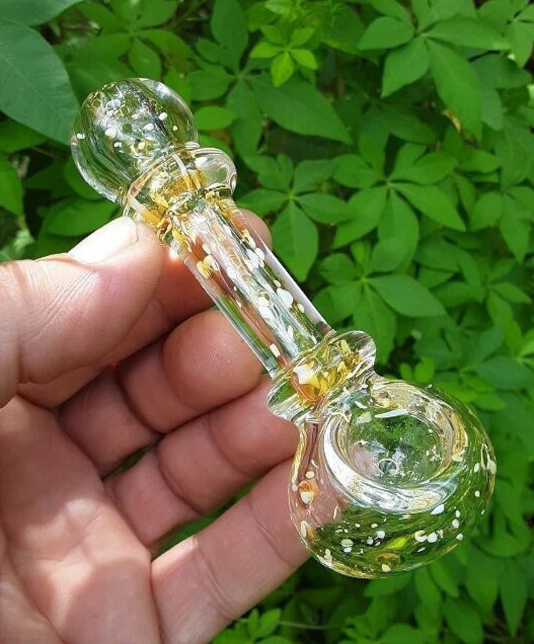 Gold Speckled Glass Pipe Golden Amber & White Frit Glass - Etsy