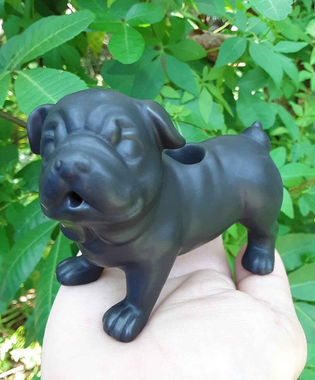 Ceramic Dog Pipe, 4.5 Black Pug Hand Pipe, Puppy Shaped Pipe - Etsy