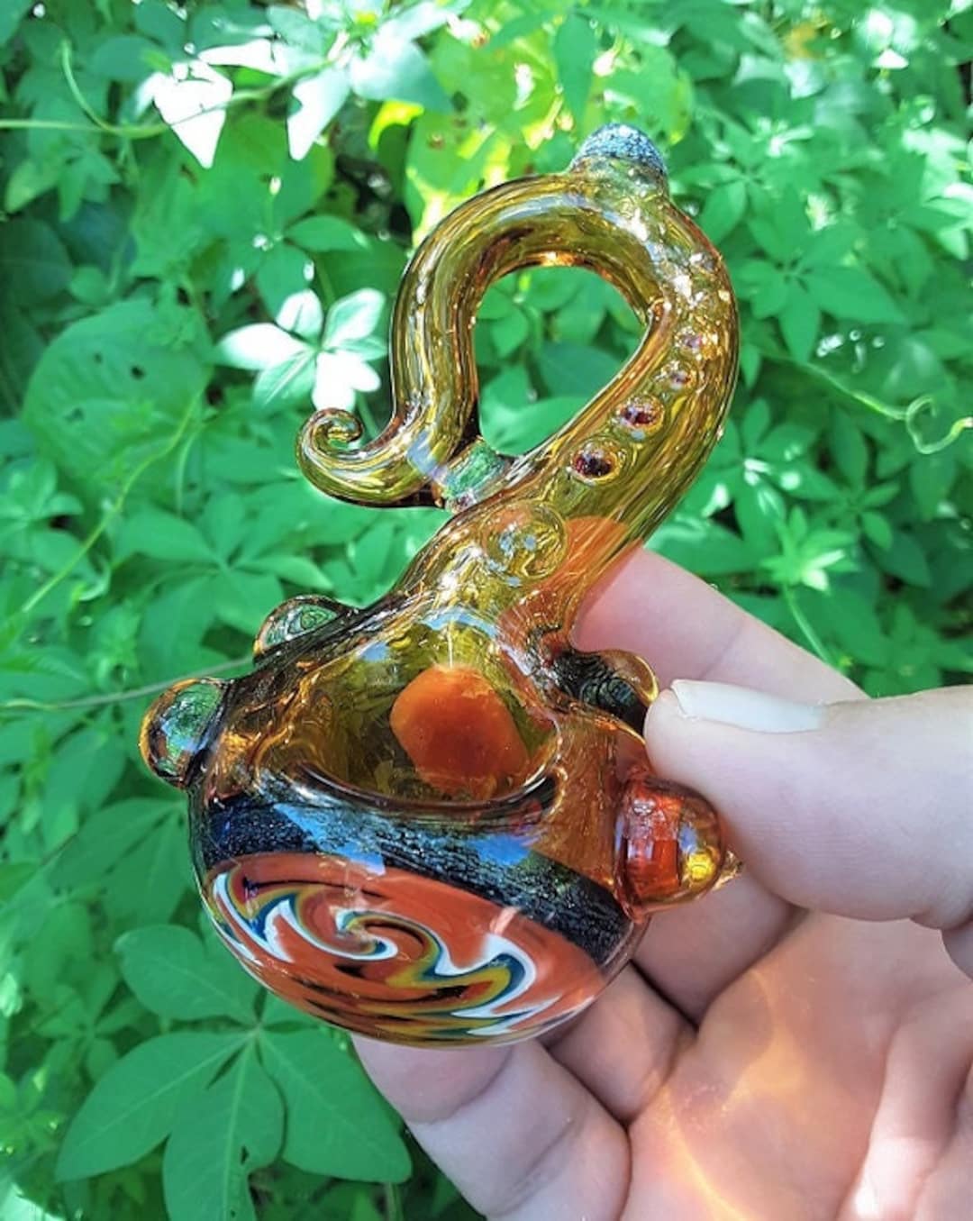 Octopus Glass Tentacle Pipe, 5 Dichroic Glass Pipe, Amber Glass Pipe ...