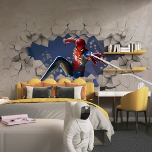 Spiderman Nursery Wallpaper Mural: Peel and Stick Superhero Wall Art - Etsy