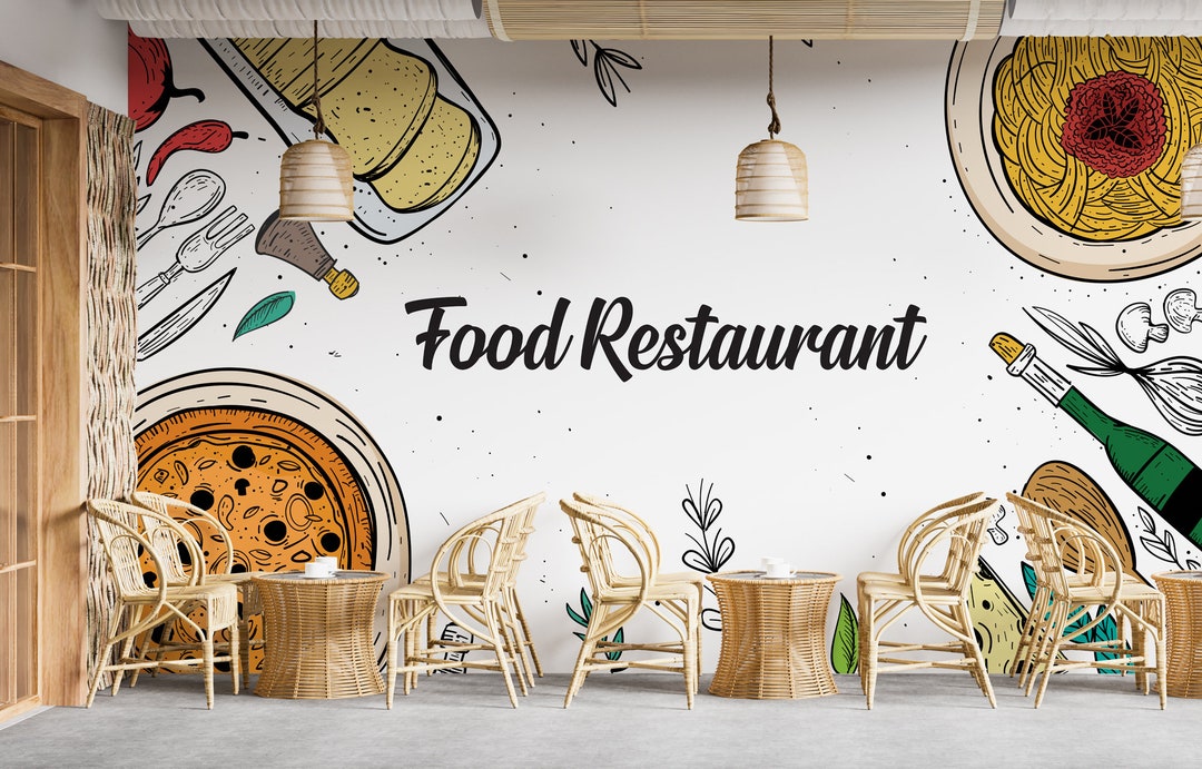 Customizable Murals, Pizza House Mural, Fast Food Mural, Cafe Wall ...