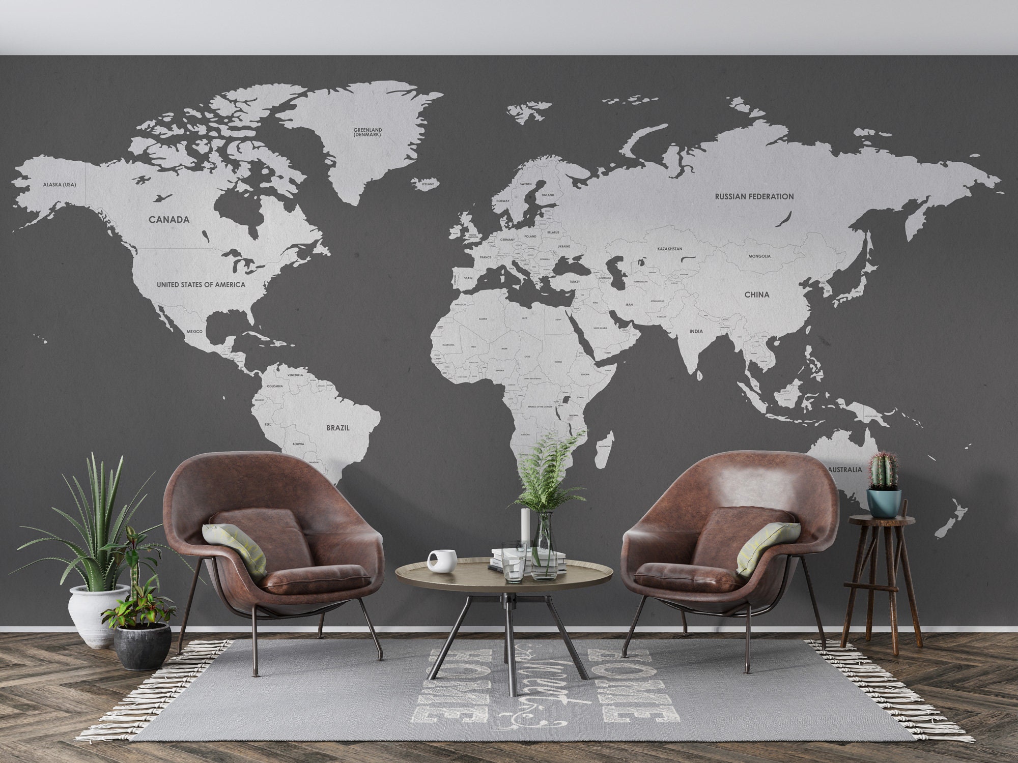 Custom Size Sketch Design World Map Wall Mural Office Wall - Etsy