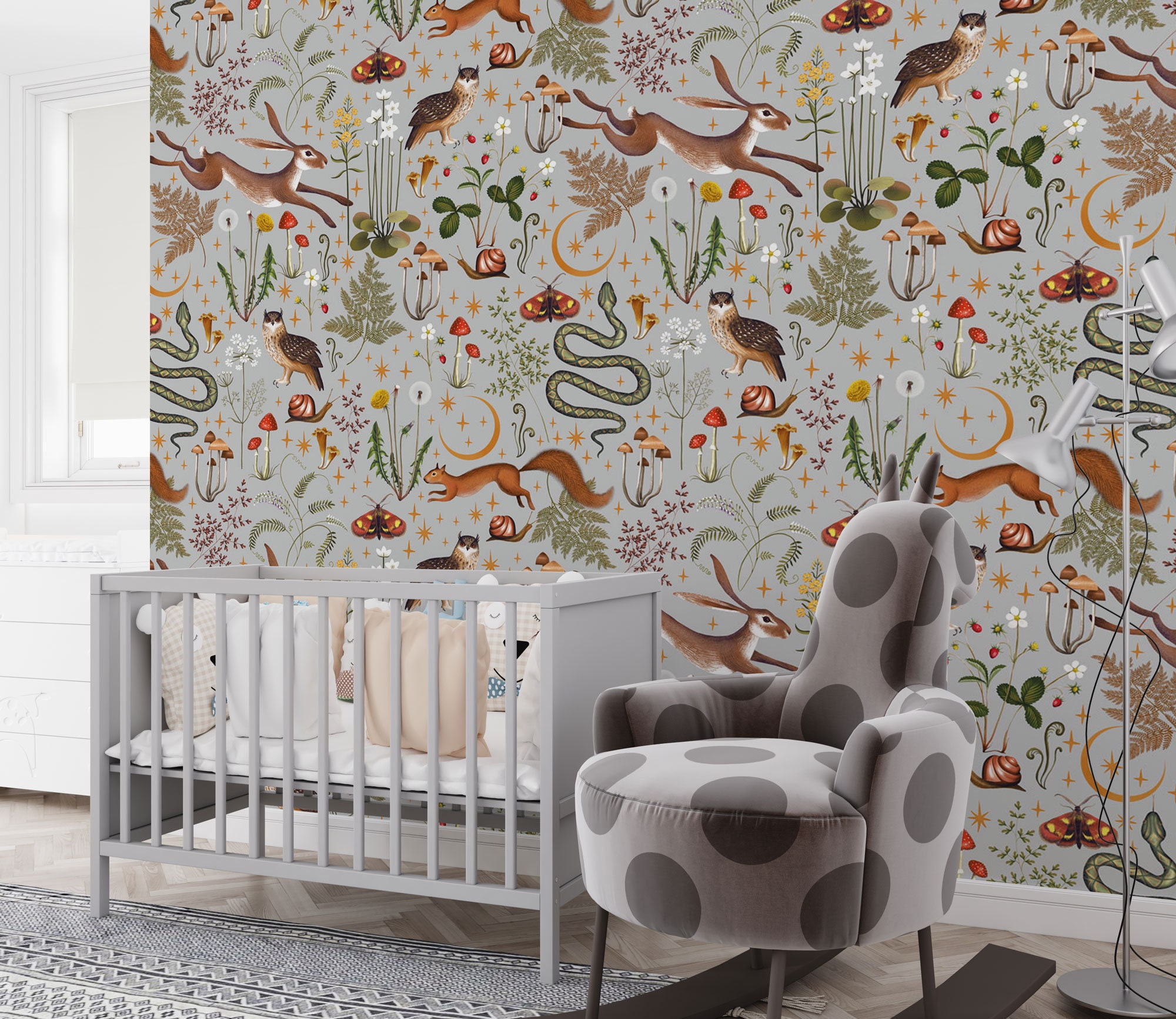 Forest Animals for Children Mural Room Owl Snake Rabbit - Etsy