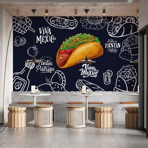 Customizable Mexico Kitchen Mural, Fast Food Wall Mural, Spices Wall ...