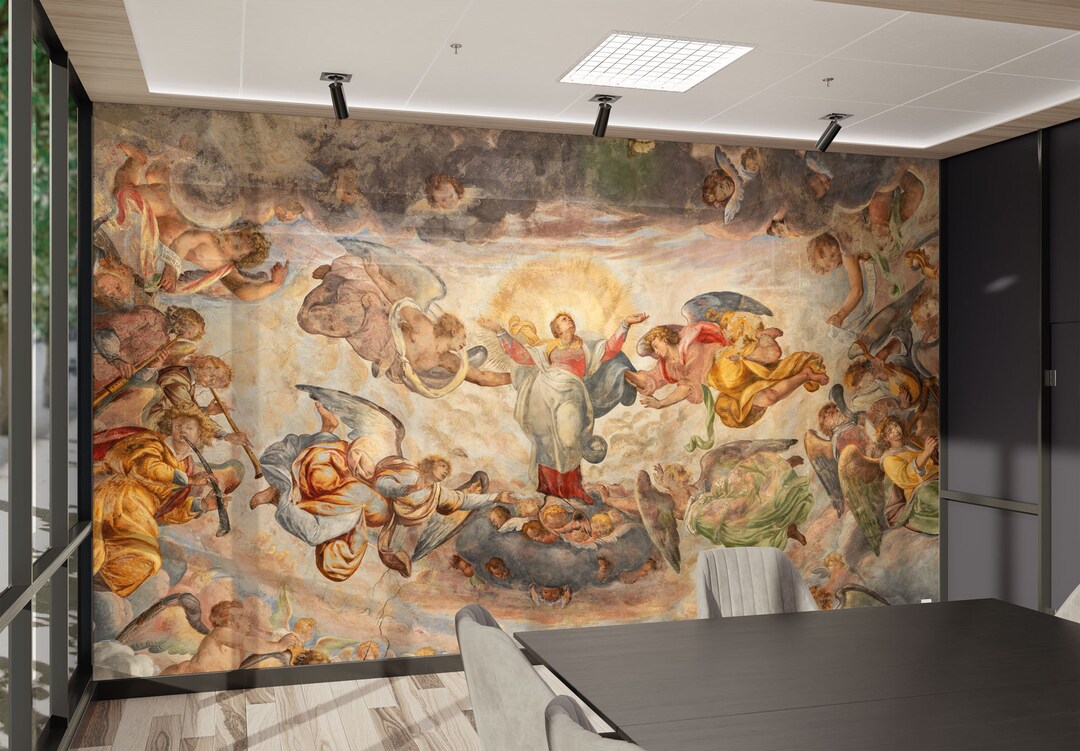 Virgin Mary Fresco Mural: San Fedele Church Peel and Stick Wallpaper - Etsy