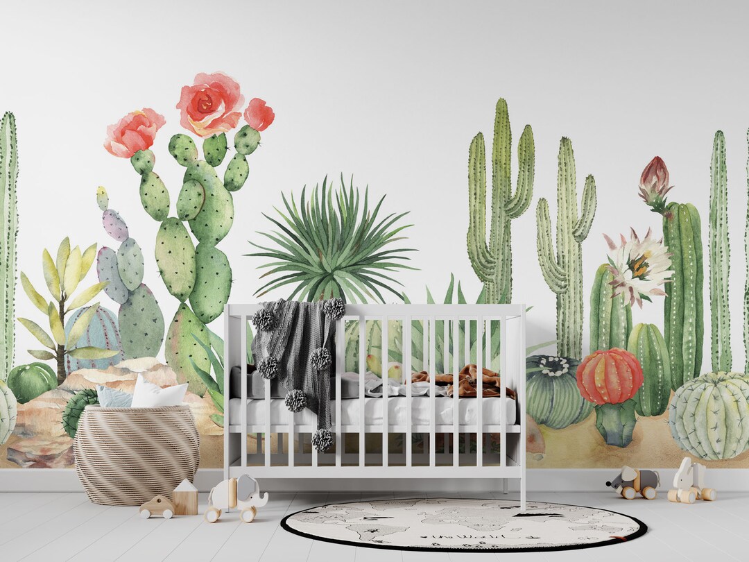 Texas Desert Cactus Themed Kids Room Design Wallpaper, Cactus Desert ...