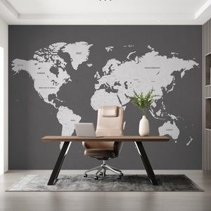 Custom Size Sketch Design World Map Wall Mural, Office Wall Poster ...